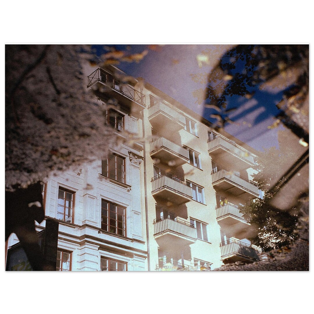 Building Reflection Puddle Poster - Stunning Wall Art - Eco-friendly ...