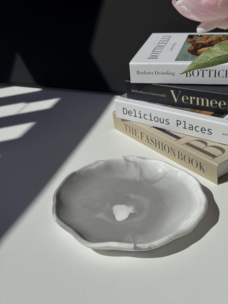 Minimalist Ceramic Tray – 7.5” Square Organic Dish for Jewelry, Keys ...