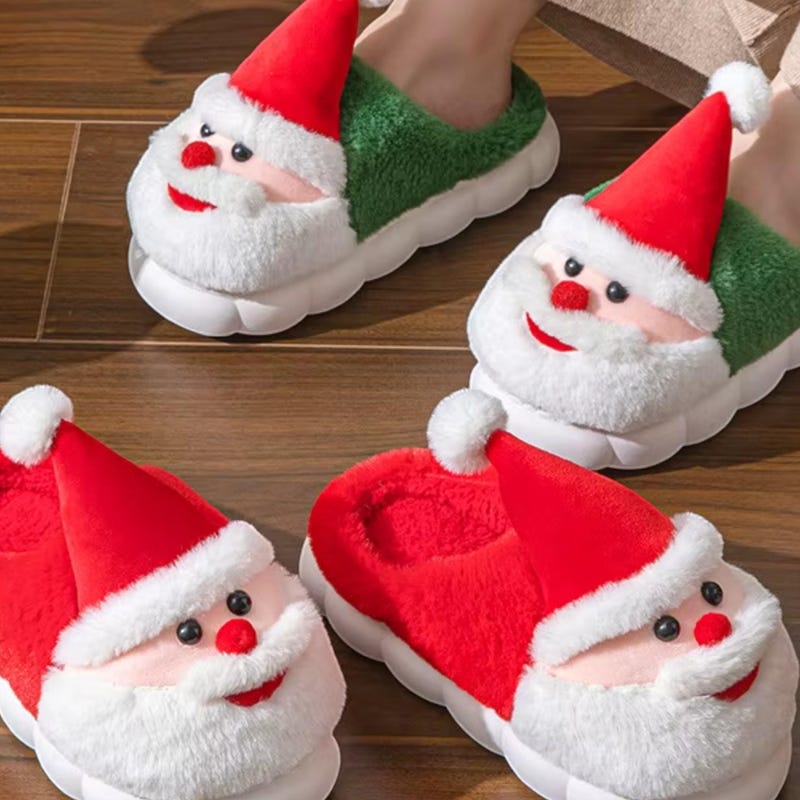 Santa Slippers - Etsy