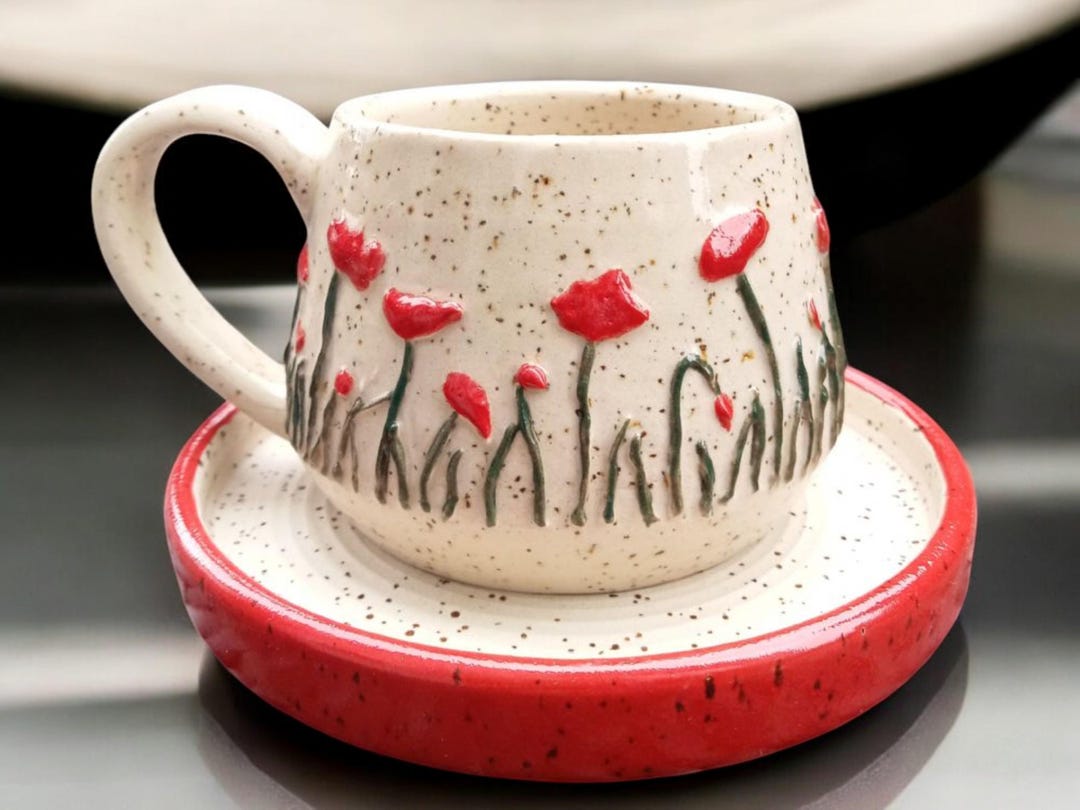 Poppy Stoneware Cup - Etsy