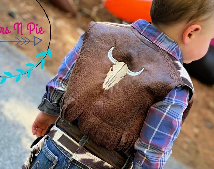 Cowboy Birthday Outfit Boy, Brown Faux Leather and Faux Cow Hide Vest ...