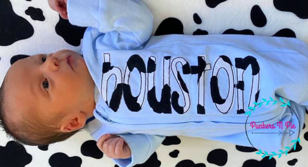 Cow Personalized Gift Set for Baby Boy, Footie Pajamas, Cow Bib, Knot ...