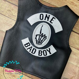 ONE Bad Boy Birthday Vest - 1st Birthday Outfit - Biker Faux Leather ...