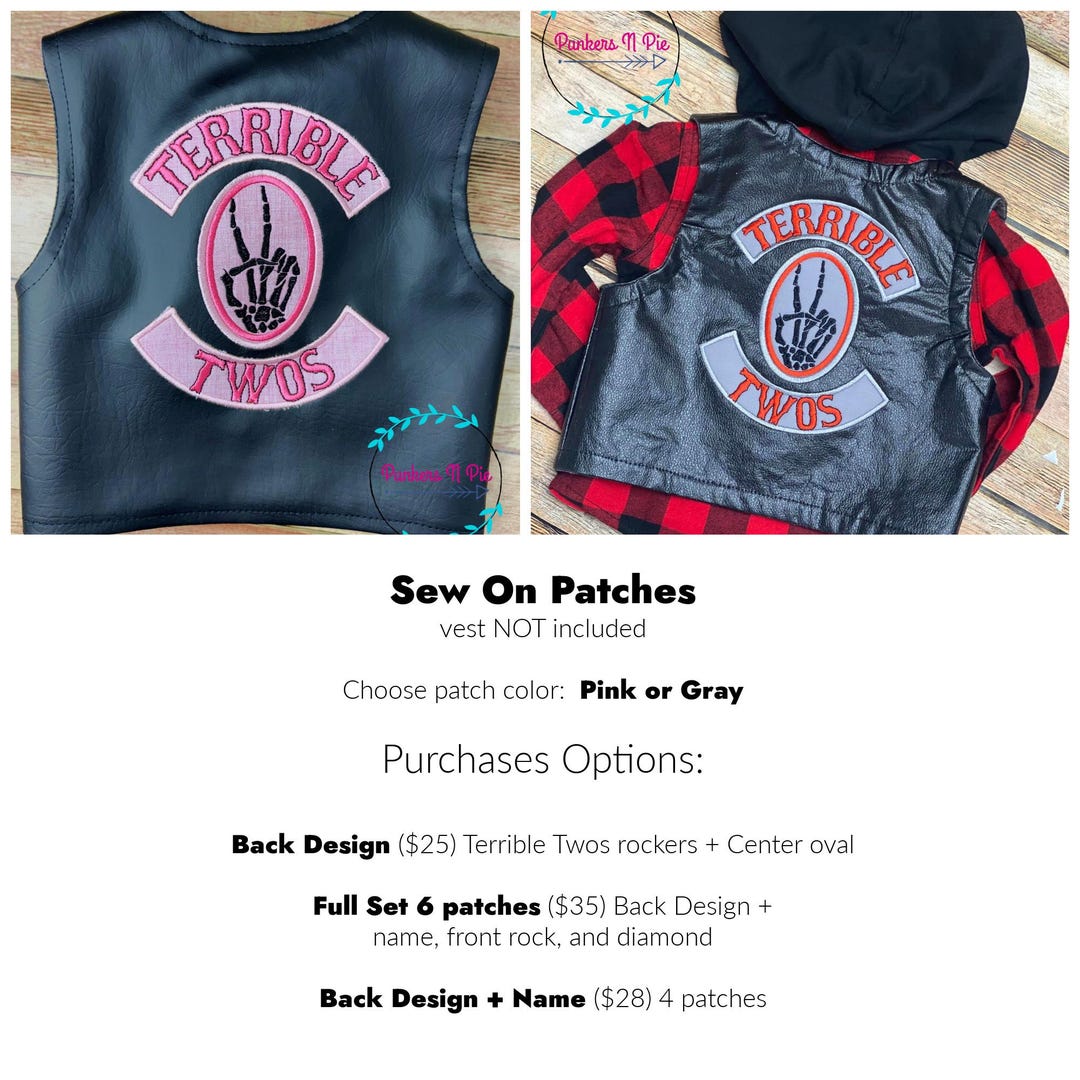 Sewon Terrible Twos Back Patches ONLY - Pink or Gray - Etsy