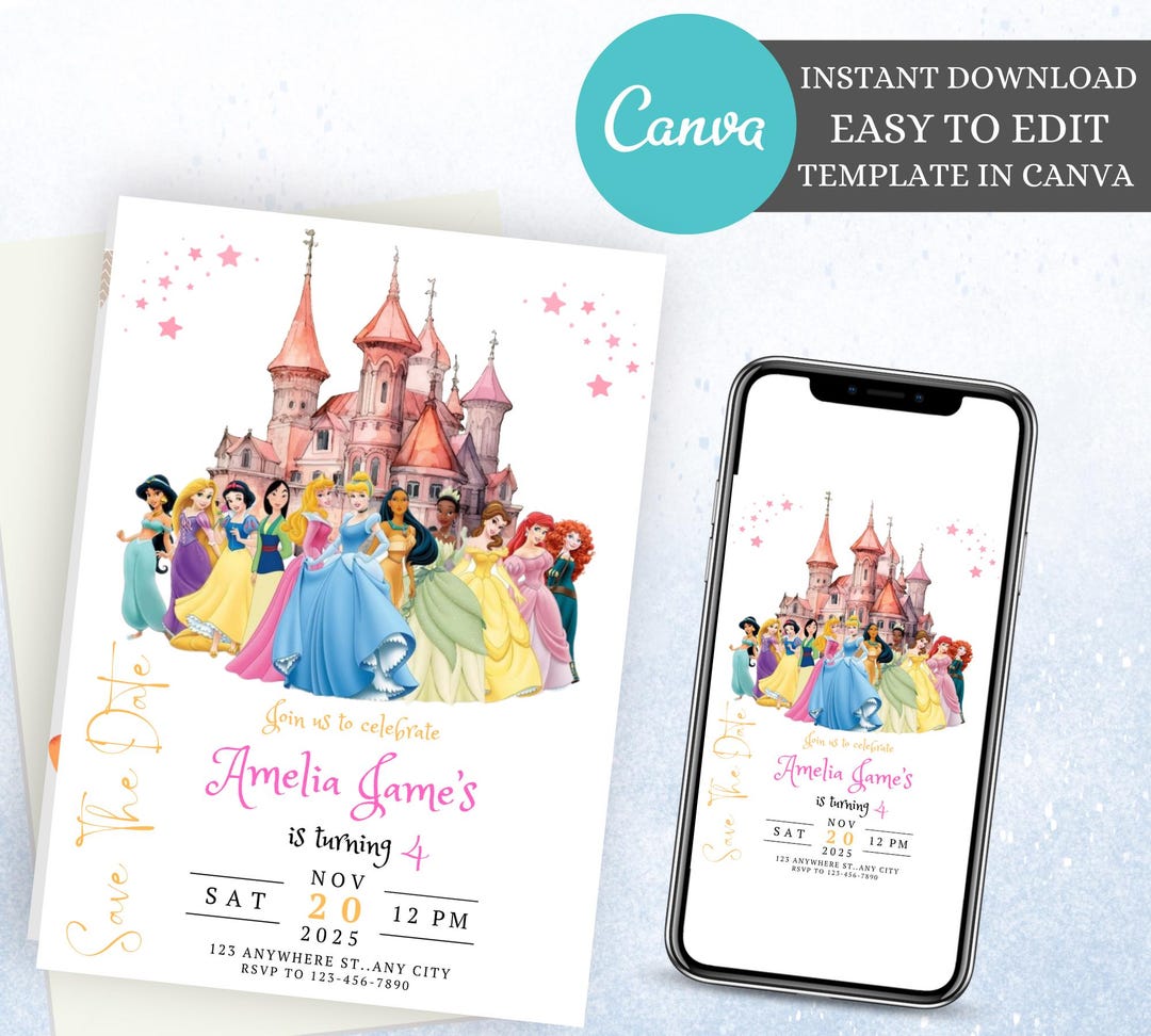 Princess Birthday Invitation Princess Invitation Princess Party ...