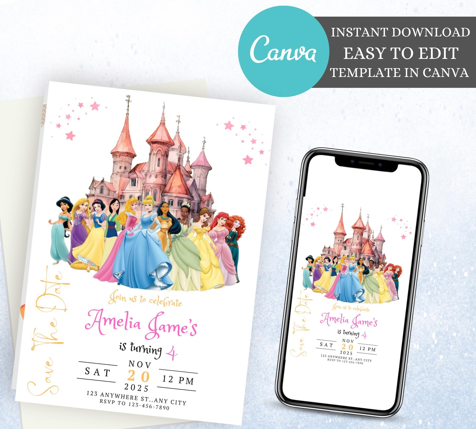 Princess Birthday Invitation Princess Invitation Princess Party ...