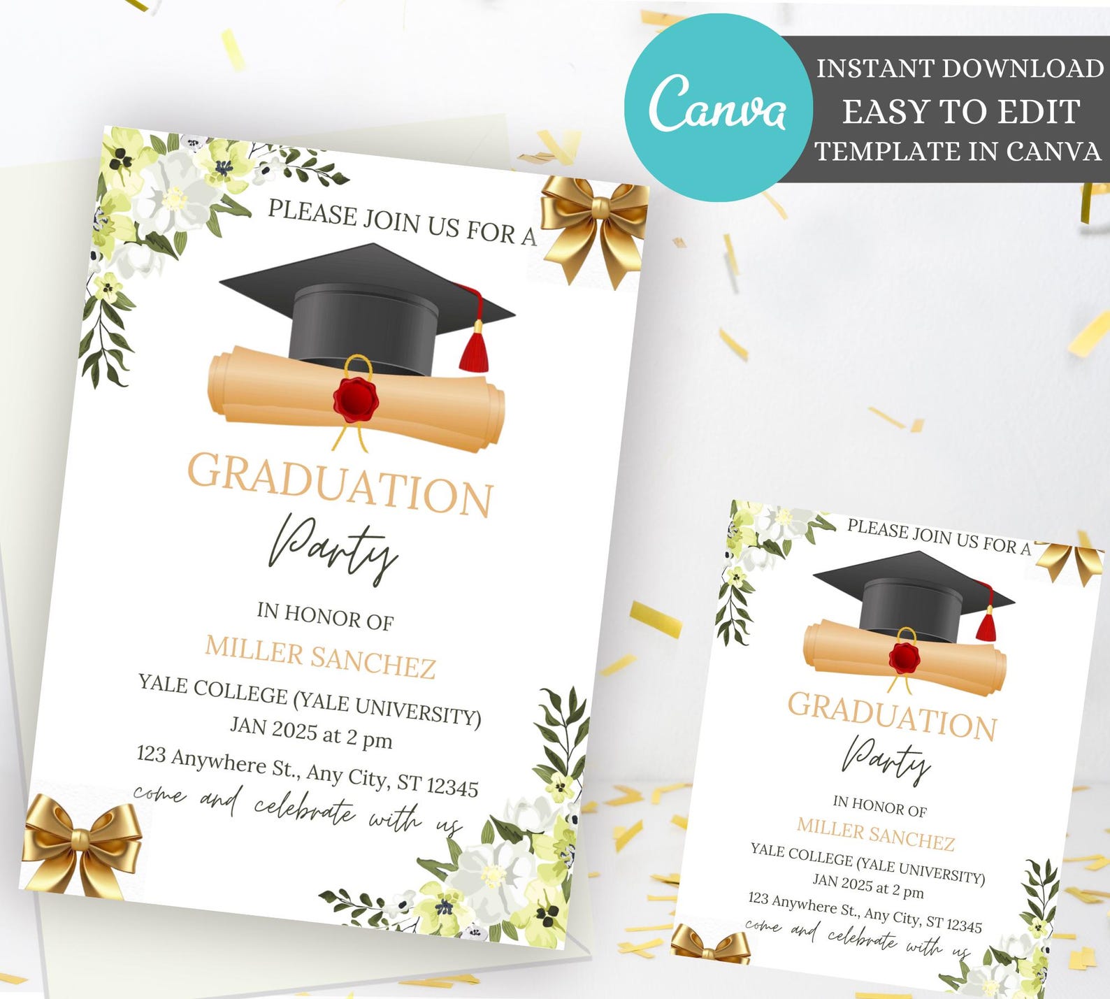 Editable Graduation Invitation Template, Graduation Announcement ...