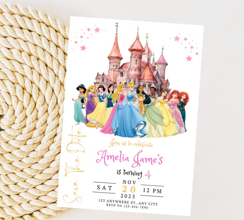 Princess Birthday Invitation Princess Invitation Princess Party ...