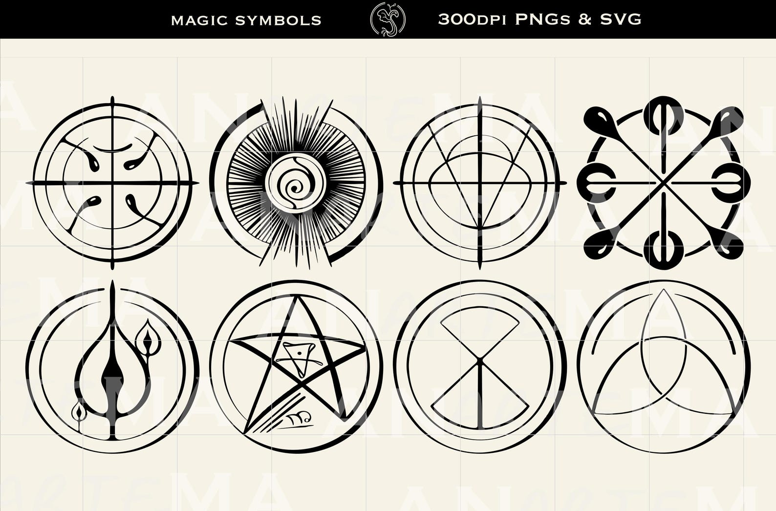 Magic Symbols Set of Hand Drawn Sigils, Multipurpose Ornaments - Etsy