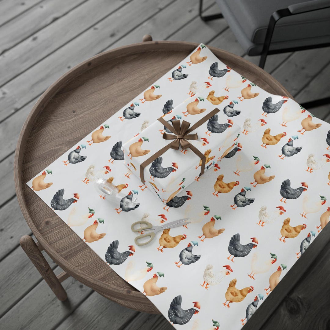Christmas Chickens Wrapping Paper - Etsy