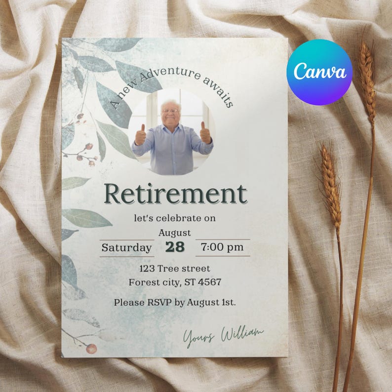Editable Invitation Card for Retirement Celebration L Template Link ...