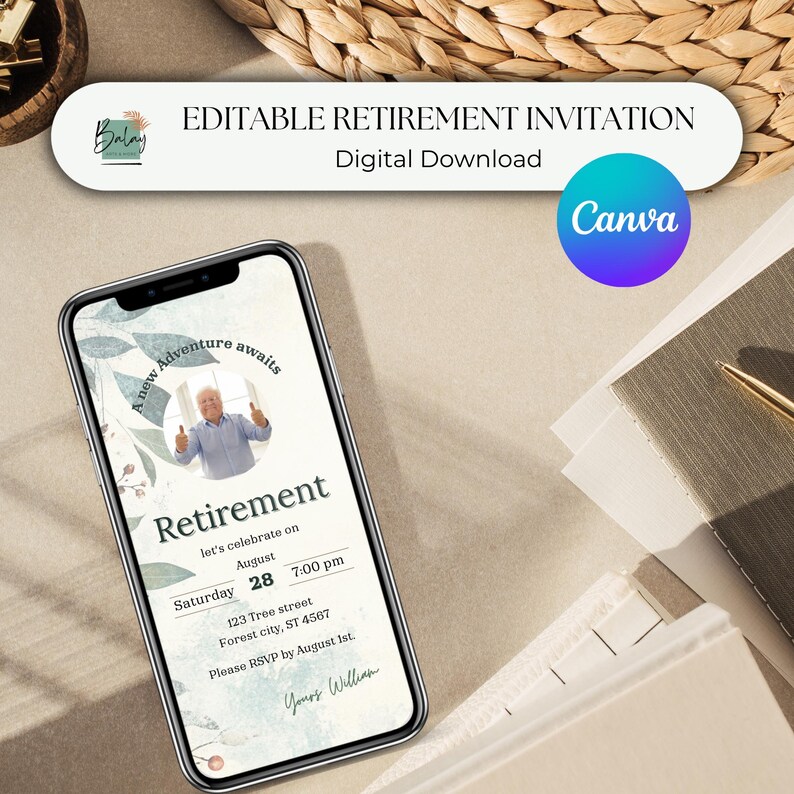 Editable Invitation Card for Retirement Celebration L Template Link ...