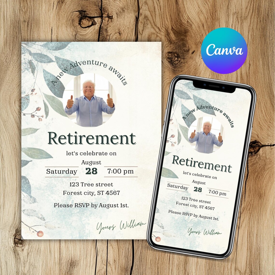 Editable Invitation Card for Retirement Celebration L Template Link ...