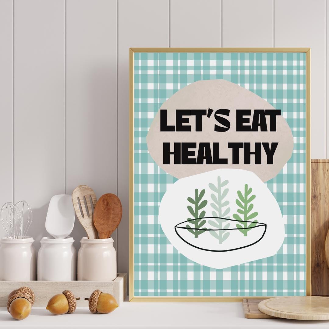 Kitchen Wall Art, Lets Eat Sign, Healthy Eating Sign, Kitchen Decor ...