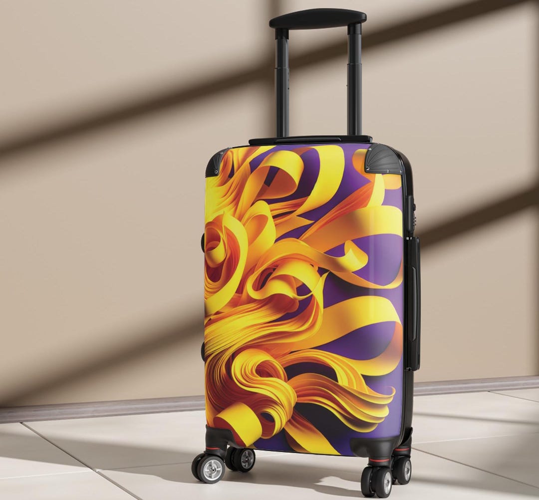 Art Deco Ribbons Suitcase 360 Wheels Hardcase Carry on Luggage ...