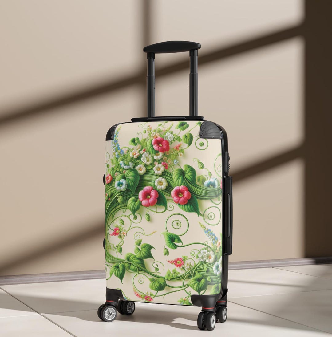 Victorian Art Deco Suitcase 360 Wheels Hardcase Carry on Luggage Floral ...