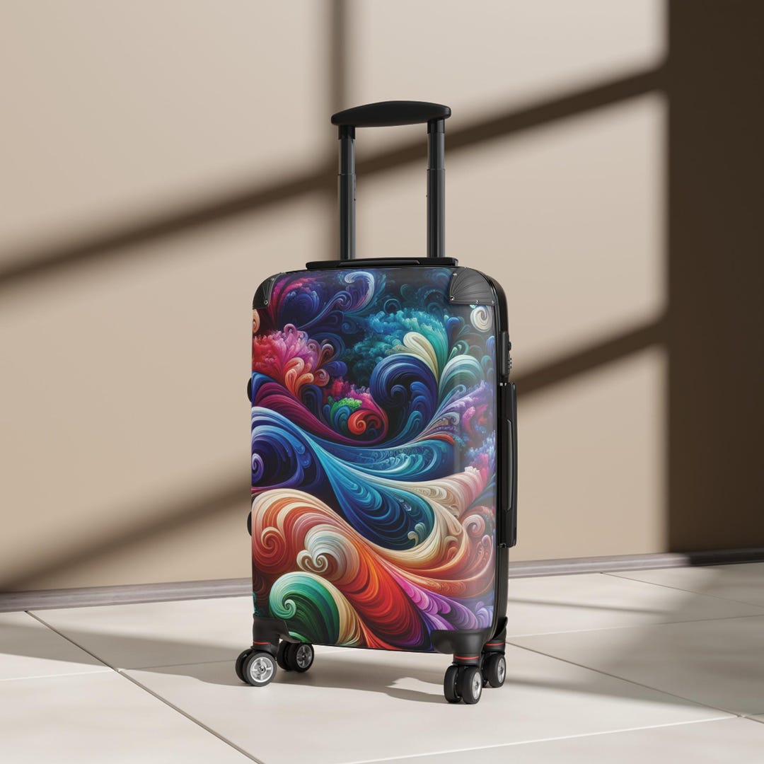 Swirls of Art Deco Suitcase 360 Wheels Luggage Hardcase Boho Hardcover ...