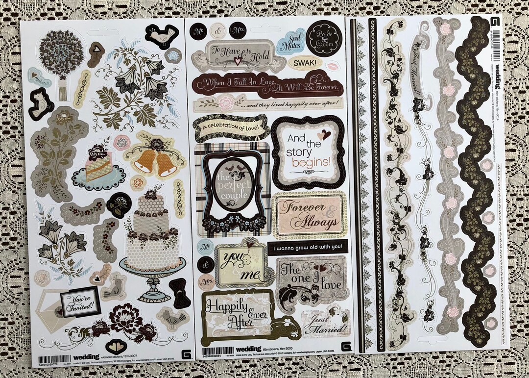 Basic Grey / Elements Stickers / 3 Piece Wedding / Journal / - Etsy