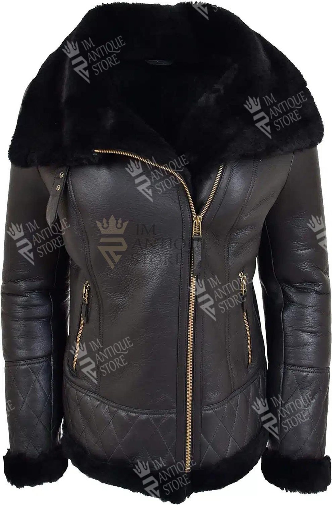 Handmade Lambskin Shearling Aviator Jacket: Women's Slim Fit Bomber - Etsy