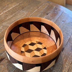 Double Geometric Design Segmented Wooden Bowl - Etsy