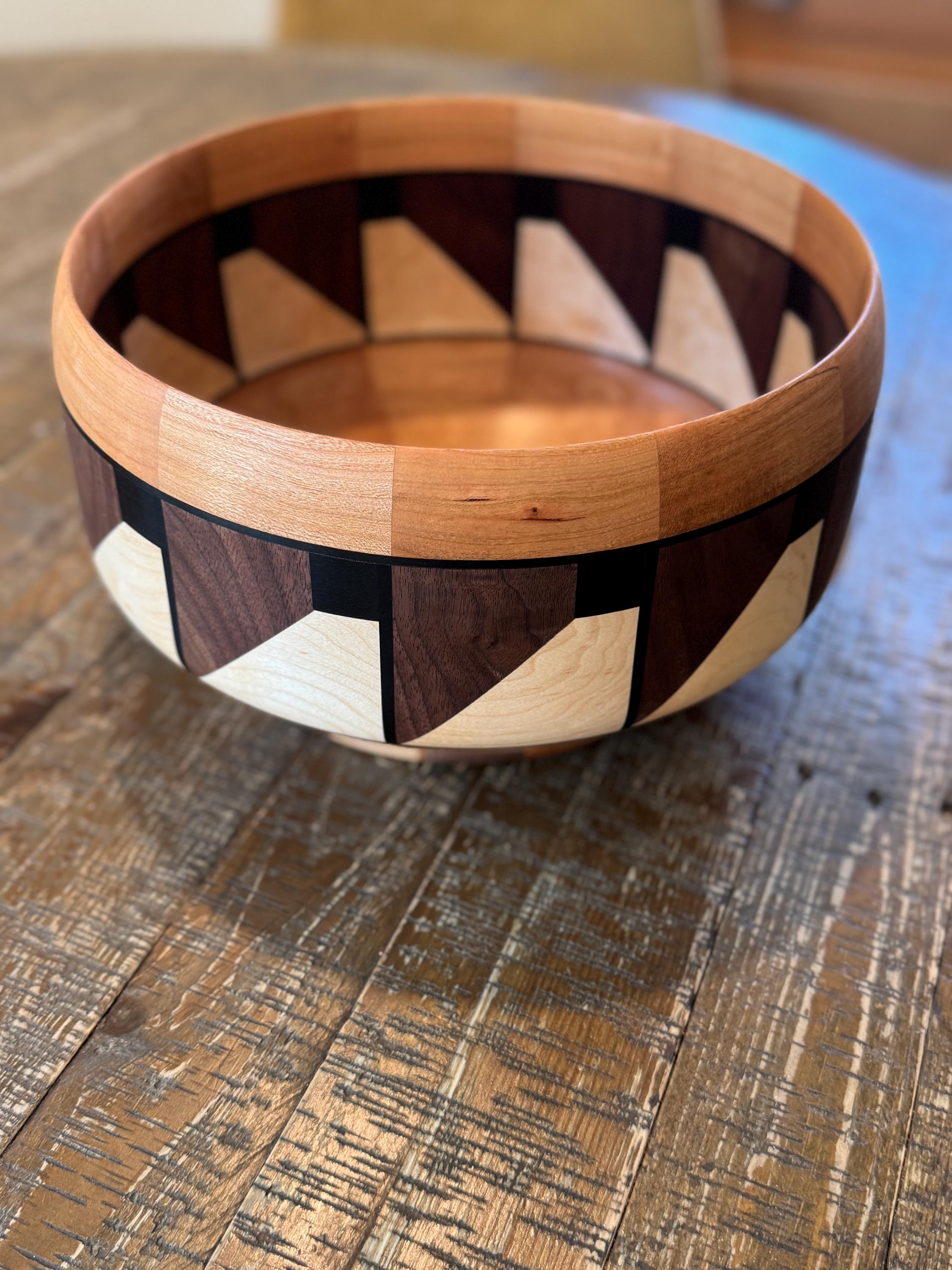 Double Geometric Design Segmented Wooden Bowl - Etsy