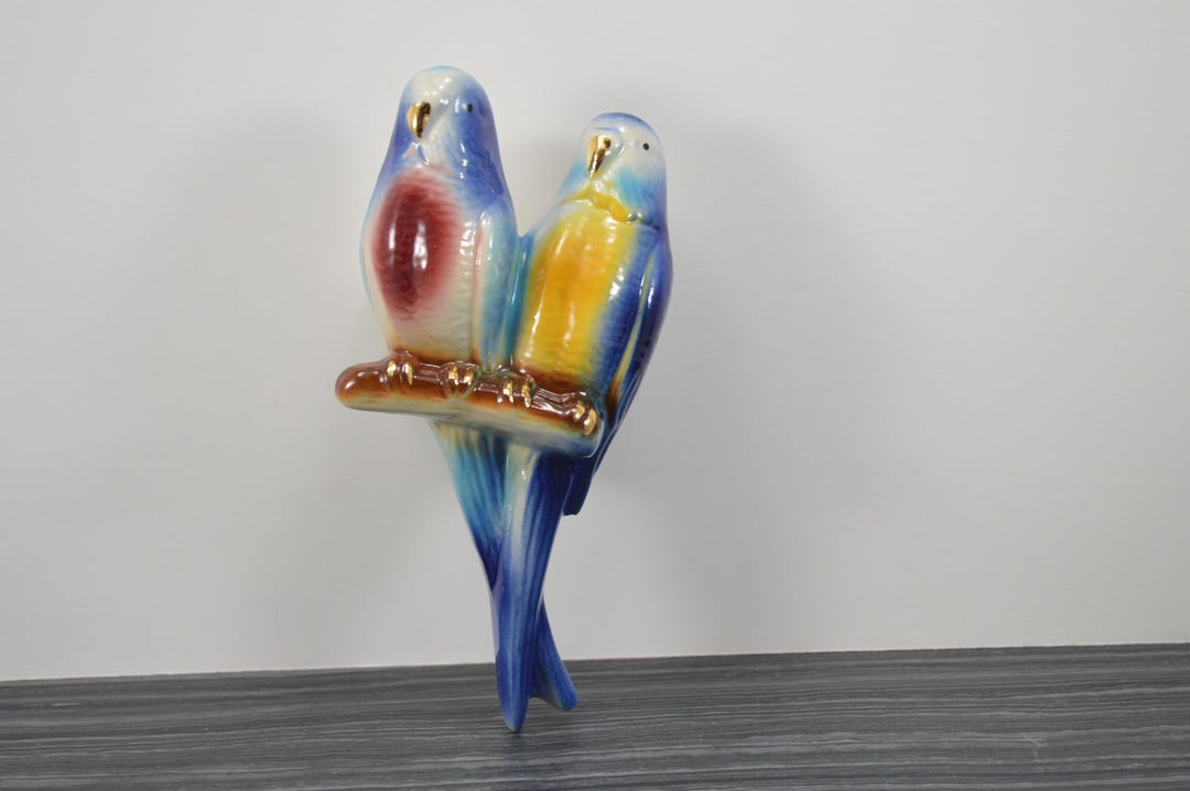Vintage Royal Copley Parakeet Wall Pocket Pottery Ceramic Lovebird ...