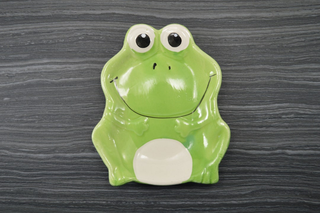 Vintage Green Ceramic Frog Spoon Rest Ring Trinket Dish Gift - Etsy