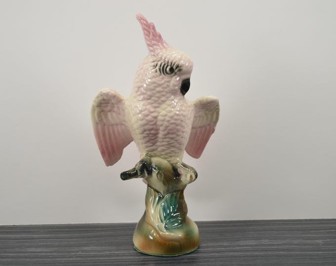 Vintage MCM Pink Cockatoo Cockatiel Bird Figurine Figure Statue Ceramic ...