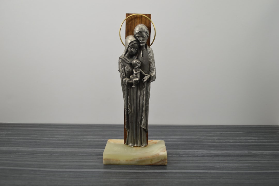 Vintage MCM Holy Family Statue Sculpture Pewter Peltro Inciso A Mano ...