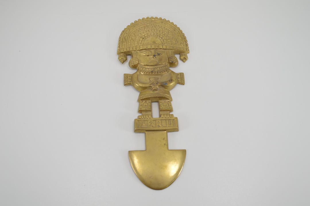 Vintage Inca Tumi Ceremonial Knife Dagger Wall Hanging Decor Brass ...