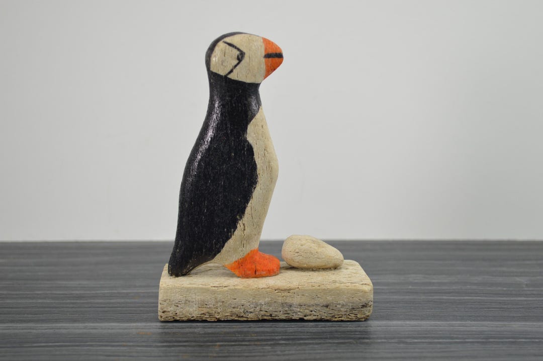 Vintage Handmade Carved Puffin Sculpture Northwestern Alaskan Coastal ...