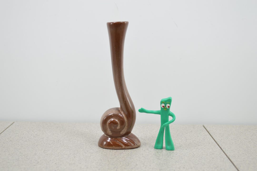 Vintage Frankoma Snail Bud Vase #31 Brown Plainsman Glaze Red Sapulpa ...