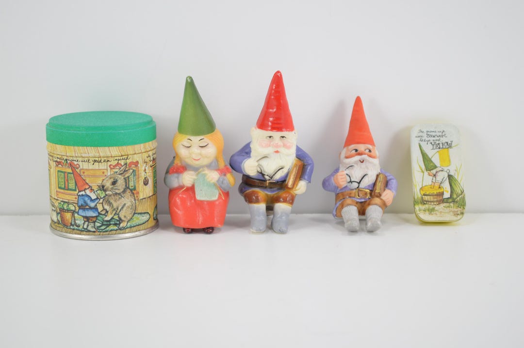 Vintage Uniboek Gnome Figures Clips Tin Box Lot of Gnomes Home Decor ...