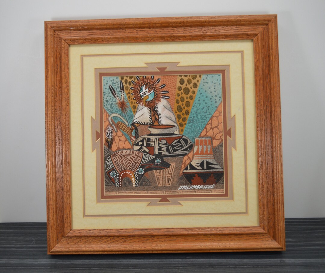 Vintage James M Cambridge Sand Painting Ahola Kachina - Etsy