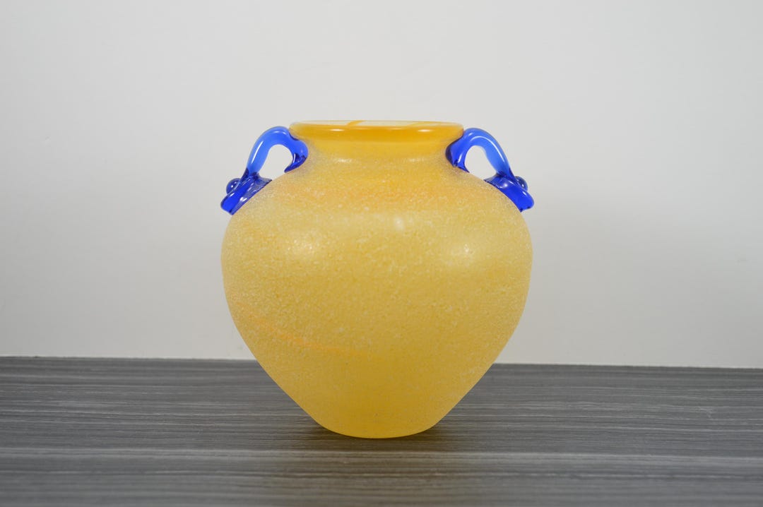 Vintage Scavo Glass Vase Lafiore Mallorca Spain Art Glass Vase Blue ...