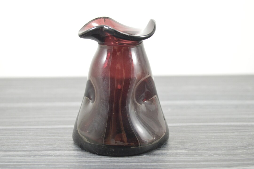 Vintage MCM Bischoff Indiana Handcraft Amethyst Purple Dimpled Pinched ...