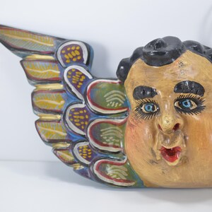 Vintage Carved Wooden Double Angel Winged Cherub Cacheton Mexican Folk ...