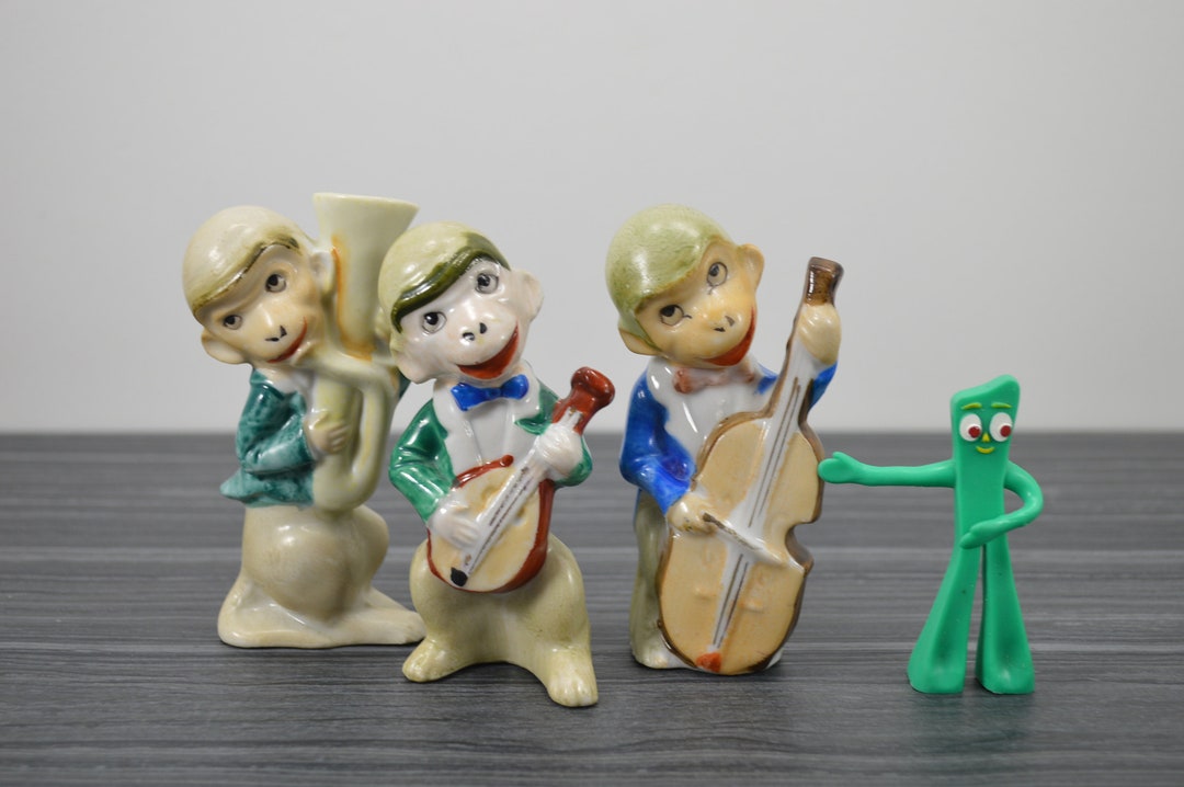 Vintage Three Musical Porcelain Anthropomorphic Chimp Chimpanzee Monkey ...