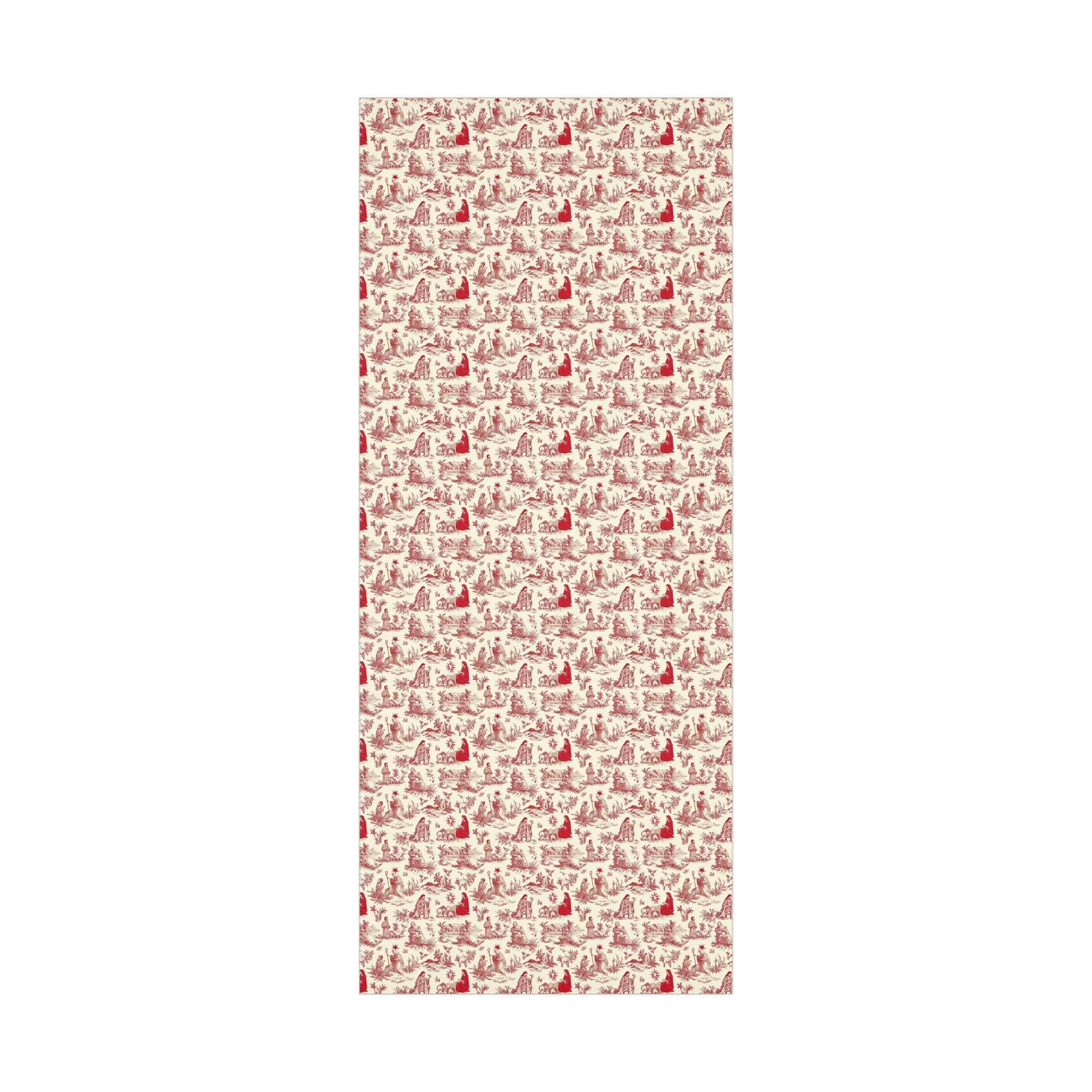Toile De Jouy Nativity Scene Christmas Wrapping Paper Classic Red ...