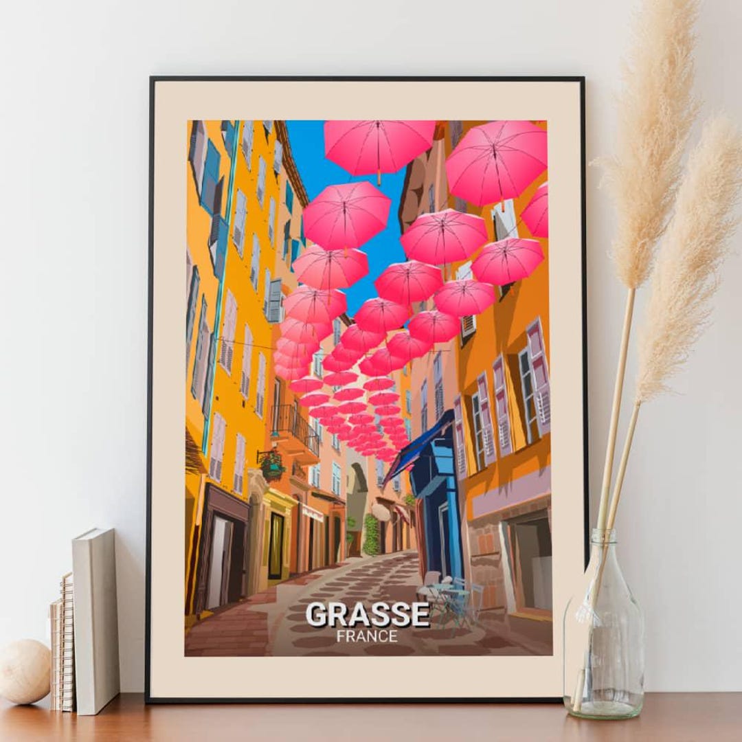 Grasse Poster - Old Town - Umbrellas - Etsy