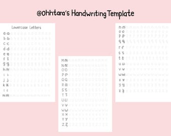 Lowercase and Uppercase Letters Handwriting Template @essynotes - Etsy