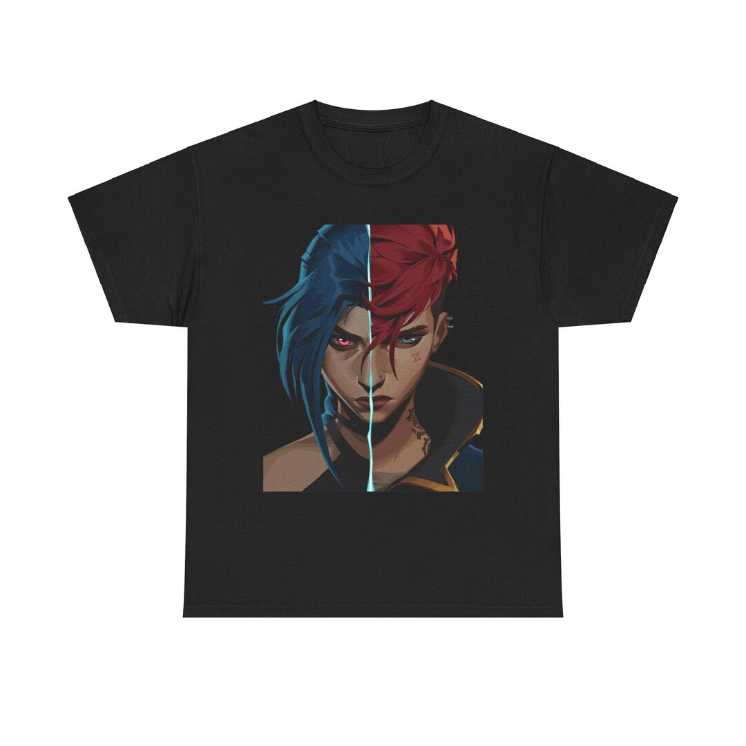 Jinx and Vi From League of Legends Arcane Black Unisex Tee Shirt, Riot ...
