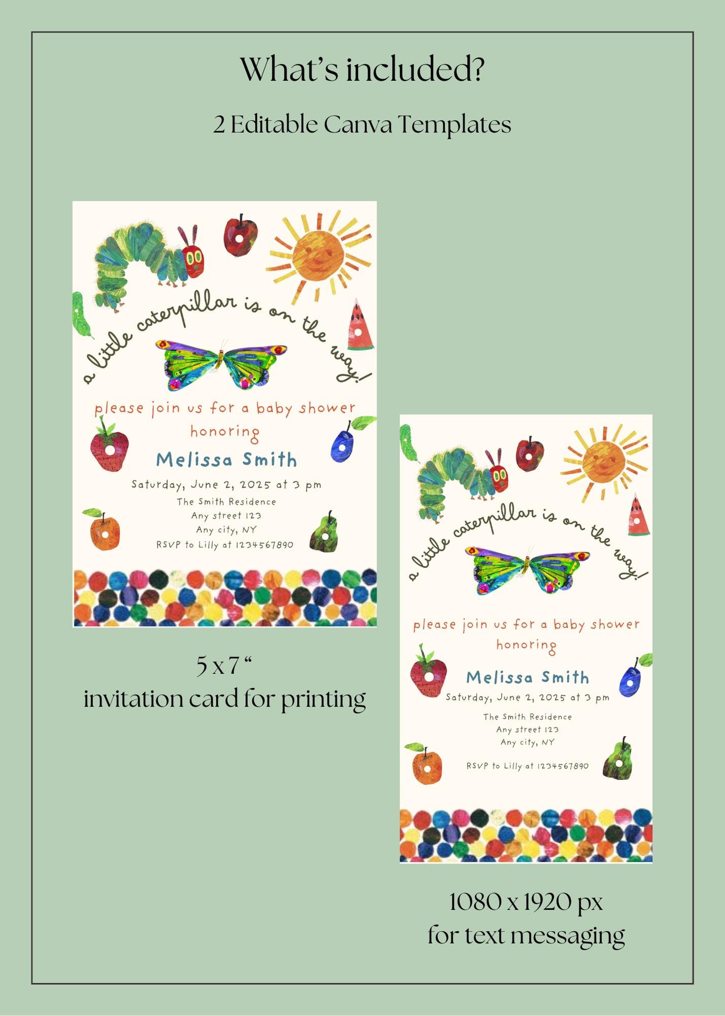 Hungry Caterpillar Baby Shower Invitation the Very Hungry Caterpillar ...