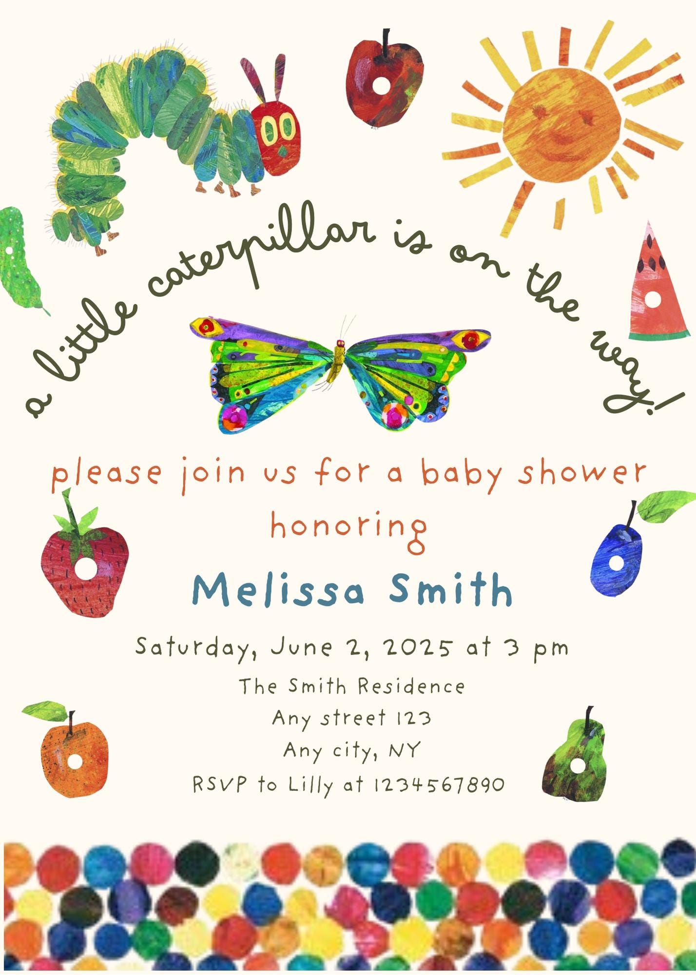 Hungry Caterpillar Baby Shower Invitation the Very Hungry Caterpillar ...