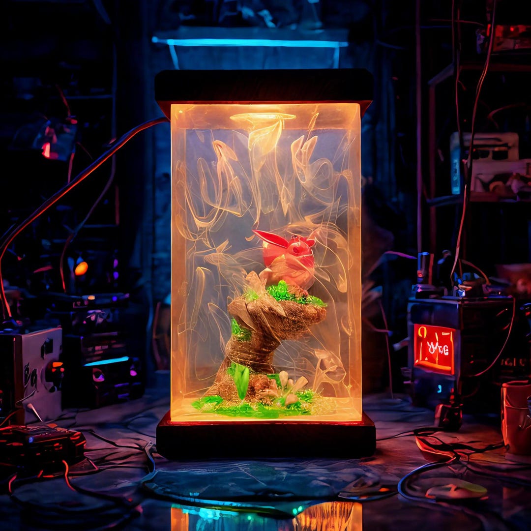 Handmade EEV.EE Evolution Resin Diorama Lamp, Unique Epoxy Night Light ...