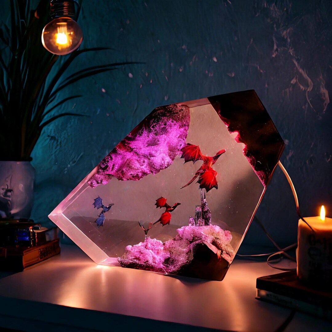 HTTYD Toot.hless & Light Fury Resin Lamp, Fire and Ice Dra.gon Night ...