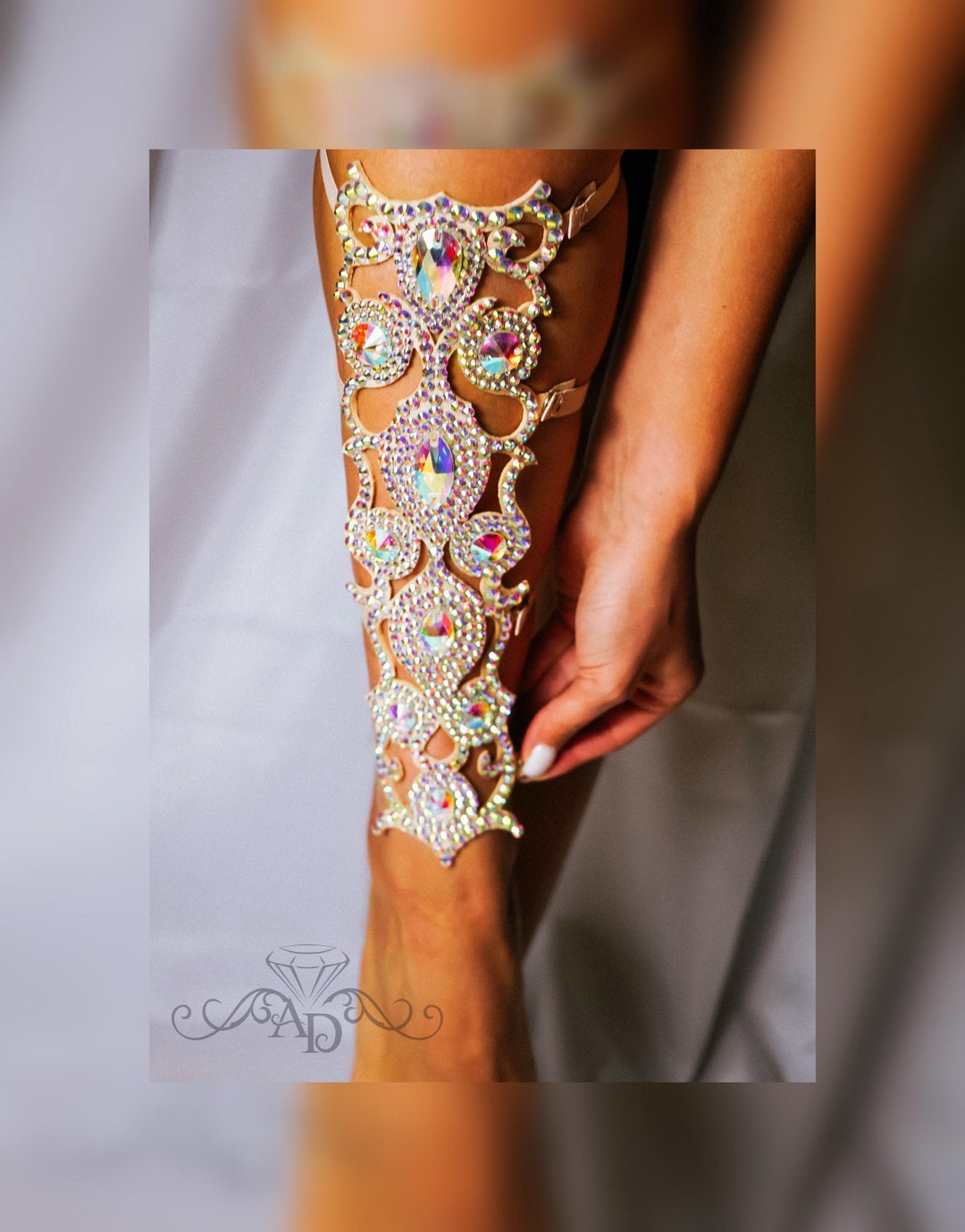 Rhinestone Leg Bracelet, Belly Dance Leg Jewelry, Ballroom Belly Dance ...