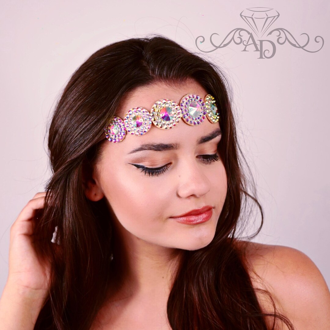 Crystal Dance Hair Piece, Bellydance Forehead Jewelry, Ballroom Hair ...