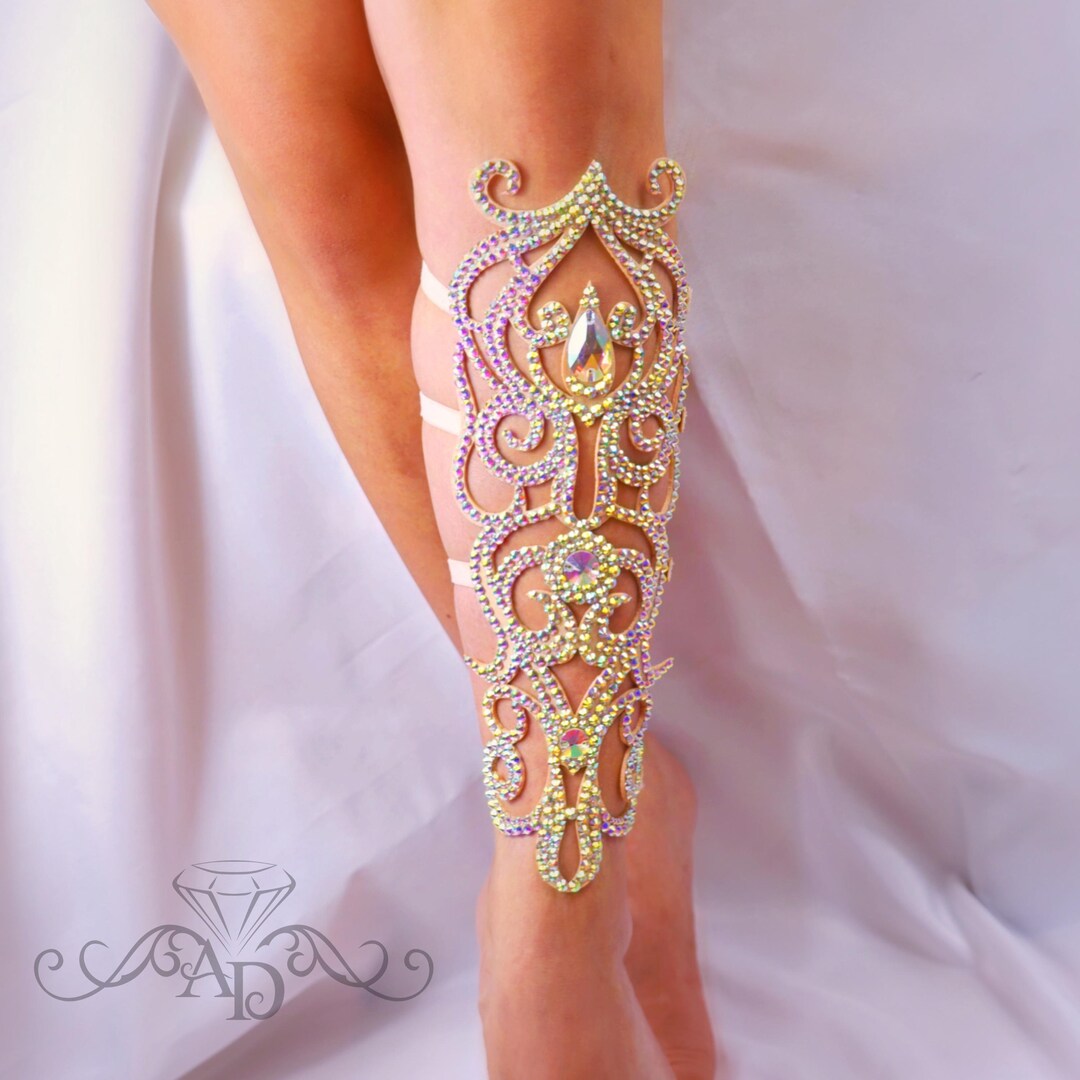 Rhinestone Leg Bracelet, Belly Dance Leg Jewelry, Ballroom Leg Bracelet ...