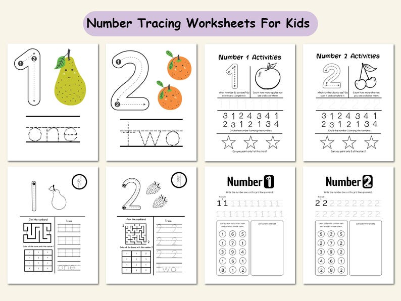 Printable Number Tracing Worksheets for Preschool & Kindergarten – 38 ...